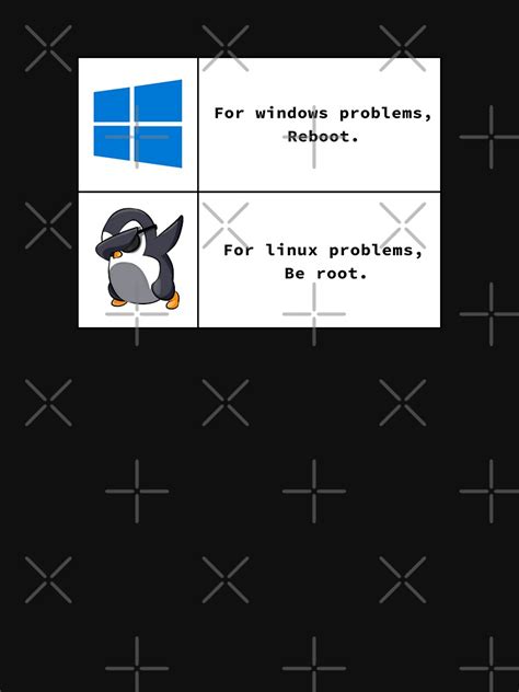 Windows Reboot Linux Be Root Funny Programmers Meme T Shirt For