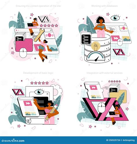 Back End Development Concept Set Software Development Process Stock