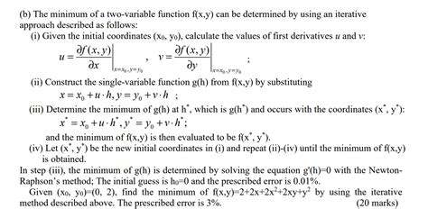 Solved B The Minimum Of A Two Variable Function Fxy Can