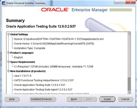 steps to install oats 12 5 0 3 oracle application testing suite