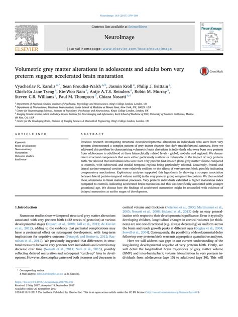 Pdf Volumetric Grey Matter Alterations In Adolescents And Adults Born