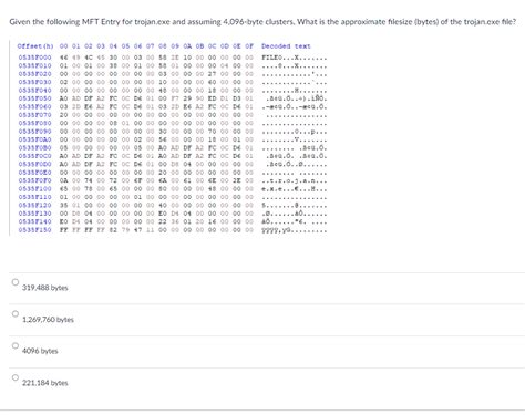 solved given the following mft entry for trojan exe and