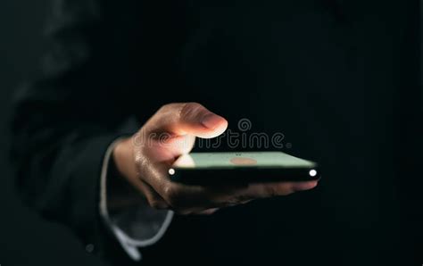 Businessman Hand Using Smartphone And Press Scan Fingerprints Your Username And Password To