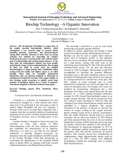 biochip technology pdf biochemistry chemistry