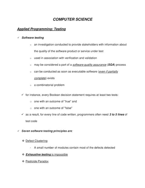 Applied Programming Testing Docsity