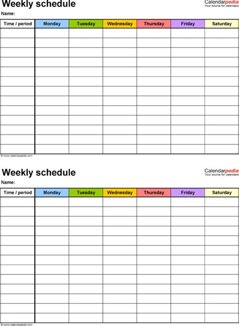 Excel Spreadsheet Schedule Template With Free Weekly Schedule Templates For Excel 18 Templates