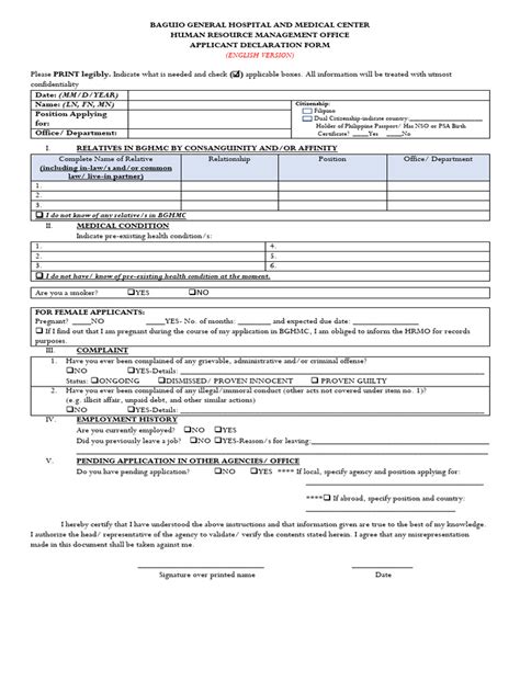 Applicant Declaration Form Pdf