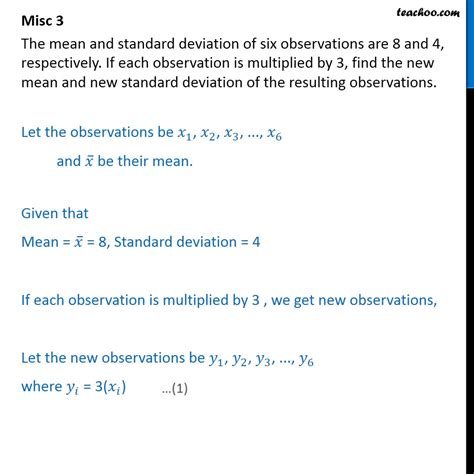 Misc 3 Mean Standard Deviation Of Six Observations Are 8 4