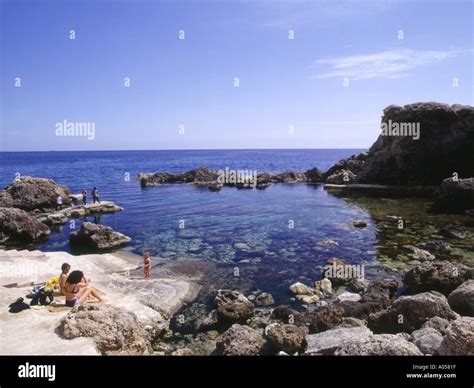 Dh Ghar Lapsi Malta Small Rocky Swimming Beach Inlet And Bathers