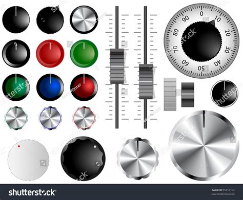 Plastic And Chrome Knobs Dials And Sliders Stock Vector Illustration 95818102 Shutterstock