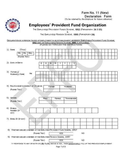 Pf Form 11 Pdf