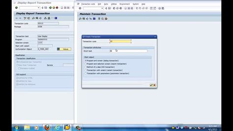 Sap Security Se93 Custom T Code Creation Youtube