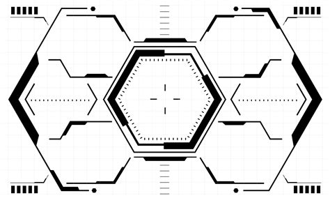 Hud Sci Fi Interface Screen View Black Hexagon Geometric On White