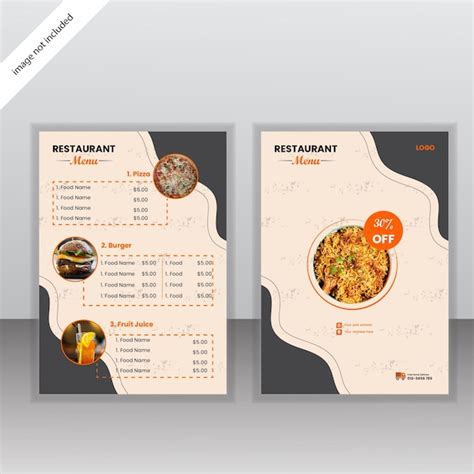 음식 메뉴 및 레스토랑 비폴드 브로셔 템플릿 프리미엄 벡터