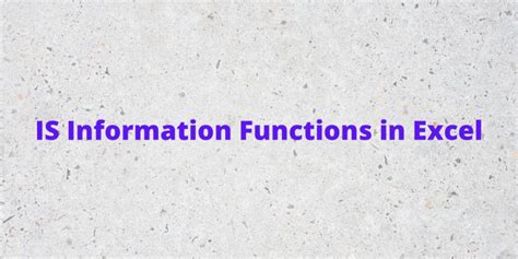 IS Functions In Excel The 12 IS Functions That You Must Know QuickExcel