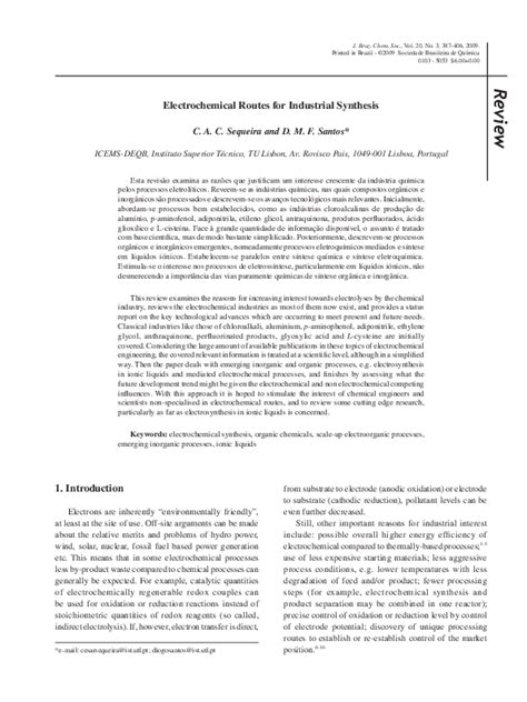 Pdf Electrochemical Routes For Industrial Synthesis