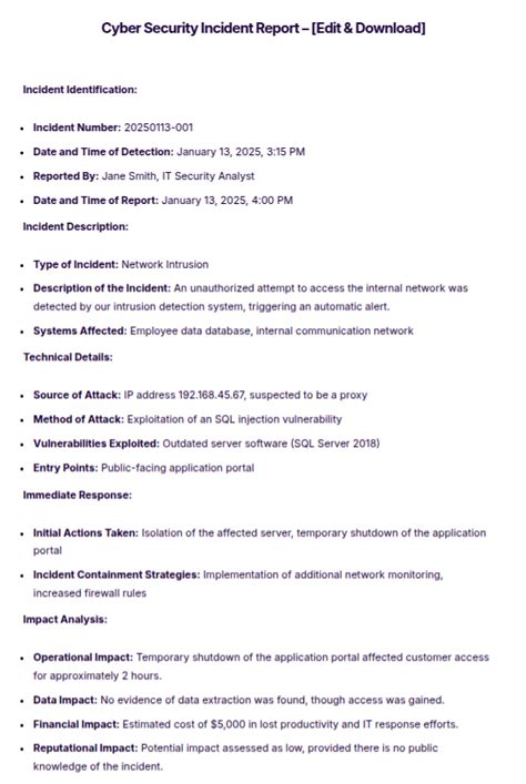 How Do You Write A Security Incident Report Example