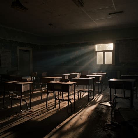 International Day Of Education In Dark Style With Empty Classroom Ai