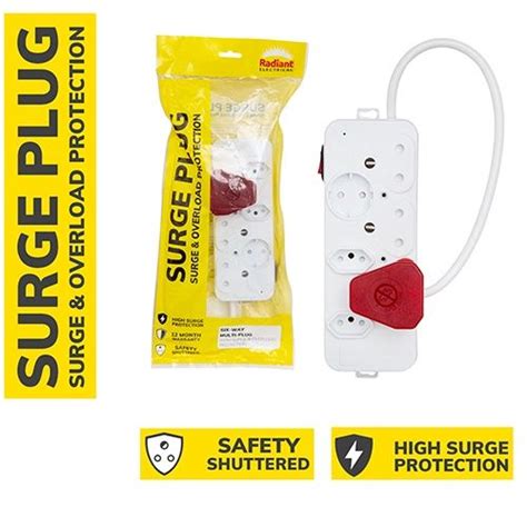 Surge Multi Plug 6 Way With Surge Overload Protection