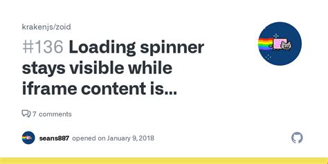 loading spinner stays visible while iframe content is invisible even