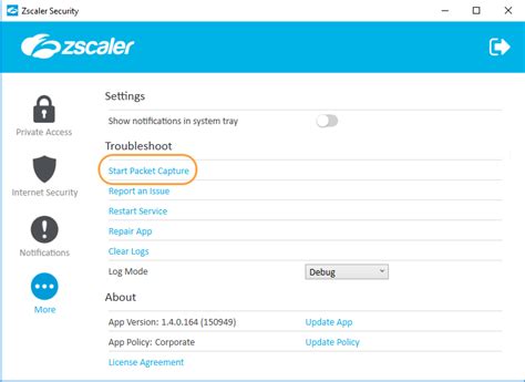 Enabling Packet Capture For Zscaler App Zscaler