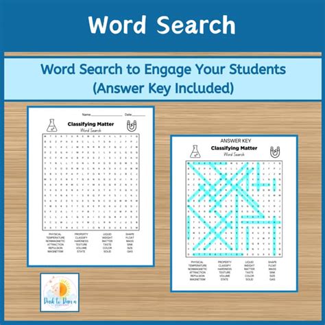 Classifying Matter Word Search Vocabulary And Matching 3rd 4th 5th