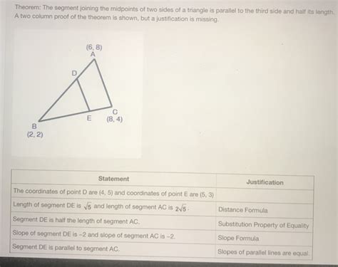 Solved Theorem The Segment Joining The Midpoints Of Two Chegg