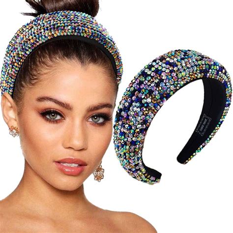 Bouory Sparkly Rhinestone Headbands Padded Wide Hairband