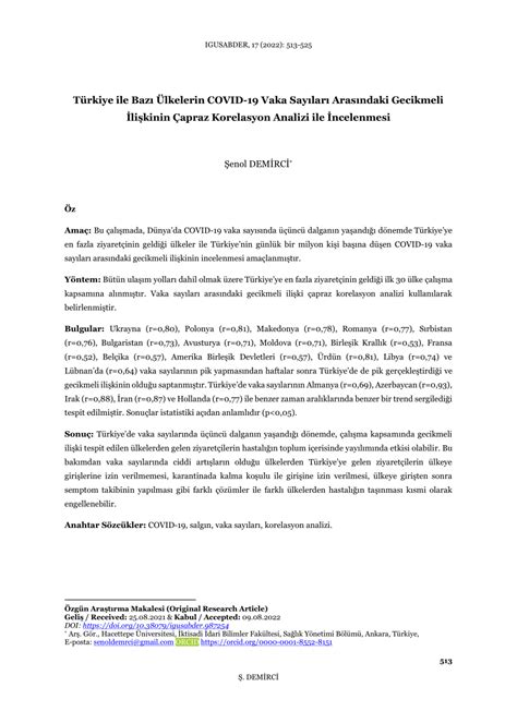 Pdf Examination With Cross Correlation Analysis Of The Time Lagged