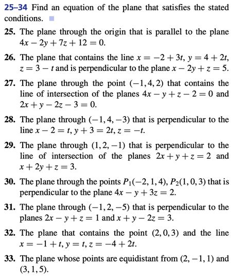 please solve the odd questions :) 25-34 Find an equation of the plane ...