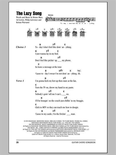 The Lazy Song By Bruno Mars Guitar Chords Lyrics Guitar Instructor