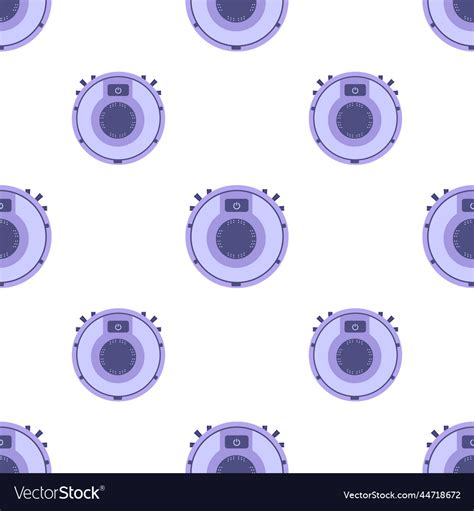 Seamless Pattern With Robot Vacuum Cleaner Vector Image