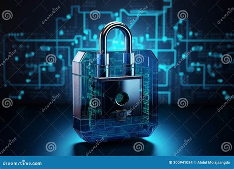Secure Online Padlock On Blue Background Cyber Security Concept 3d