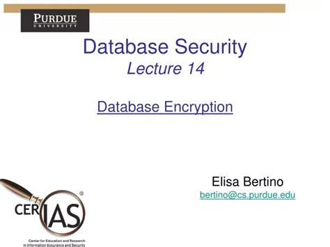 Ppt Database Security Lecture 14 Database Encryption Powerpoint