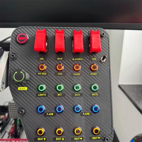 Pc Usb Button Box 3d Printed Carbon Style With Neon Lines 29 Functions