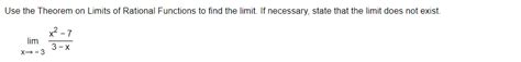 Solved Use The Theorem On Limits Of Rational Functions To Chegg
