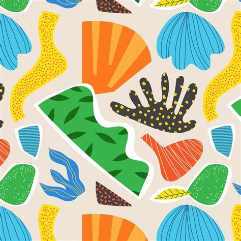 손으로 그린 컷 아웃 콜라주 배경 무료 벡터