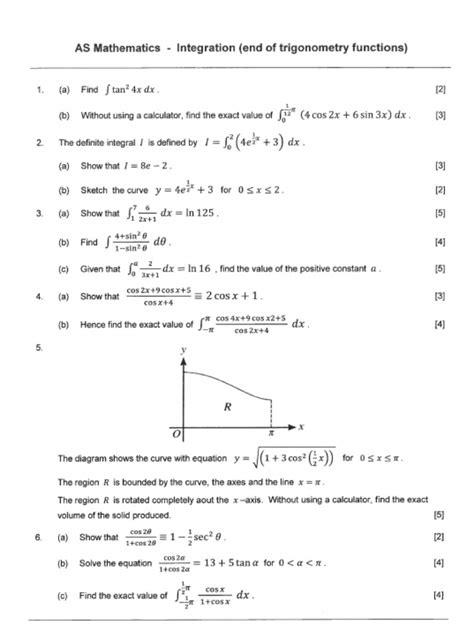 5 Integration End Of Trig Functions Solutions Pdf