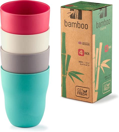 Get Fresh Bamboo Cups 4 Pack Bamboo Fiber Tumblers
