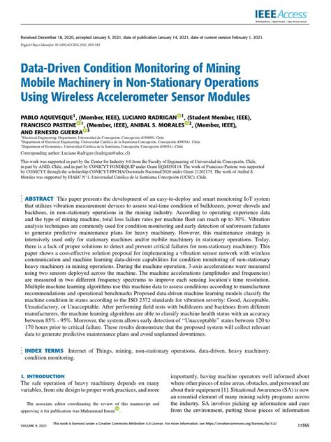 Data Driven Condition Monitoring Of Mining Mobile Machinery In Non