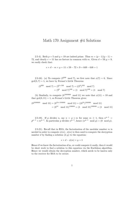 Assignment 4 Solutions Ideas In Mathematics Math 170 Docsity