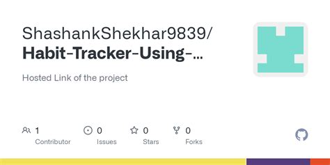 GitHub ShashankShekhar Habit Tracker Using React Hosted Link Of The Project