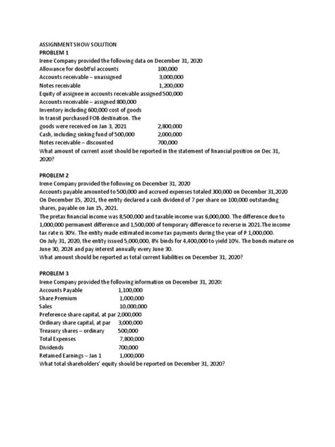 Assignment 1 Descargar Gratis Pdf Expense Dividend