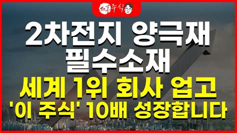 2차전지 양극재 필수소재 세계 1위 회사 업고이 주식 10배 성장합니다 Youtube