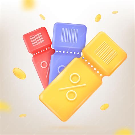 3d 혜택 바우처 백분율 감소에 대한 무료 할인 쿠폰 렌더링 보너스 인증서 비즈니스 제안 충성도 프로그램 쇼핑 티켓 프로모션