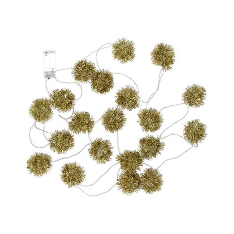Gisela Graham Gold Tinsel Ball String Lights Garland