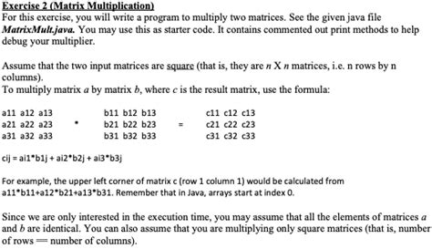 Solved Exercise 2 Matrix Multiplication For This Exercise
