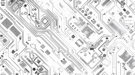 Handdrawn Computer Circuit Board Vector Isolated On White Background