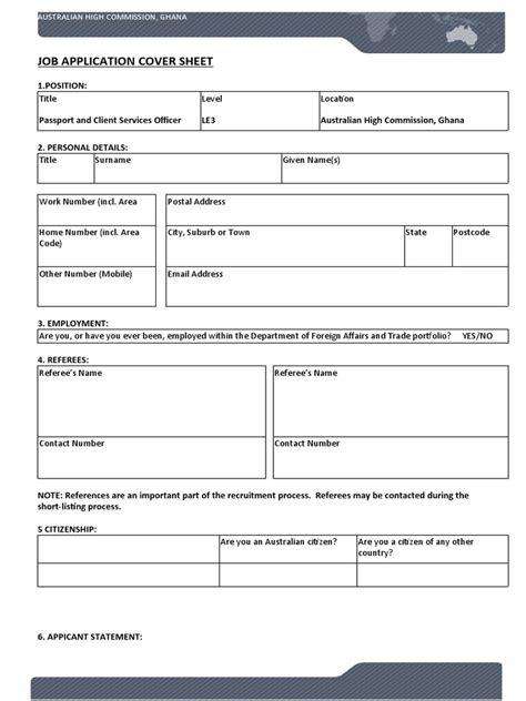 Job Application Cover Sheet Pdf Recruitment Employment