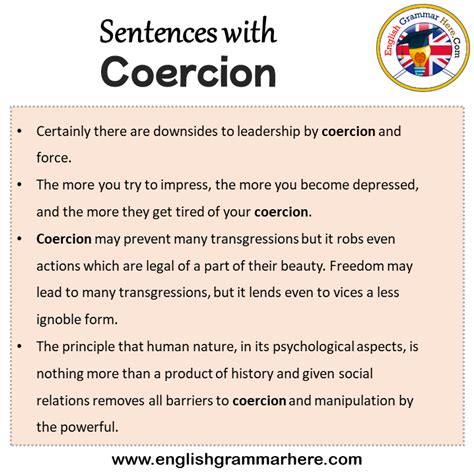 Sentences With Coercion Coercion In A Sentence In English Sentences For Coercion English